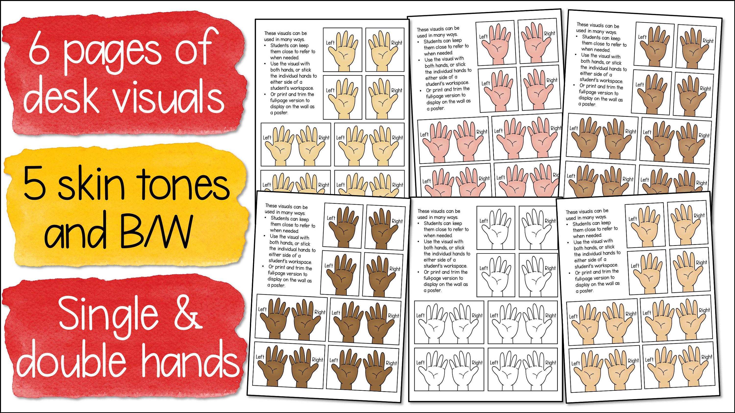 Left and Right Hand Direction Visuals, Desk Visuals & Classroom Wall ...