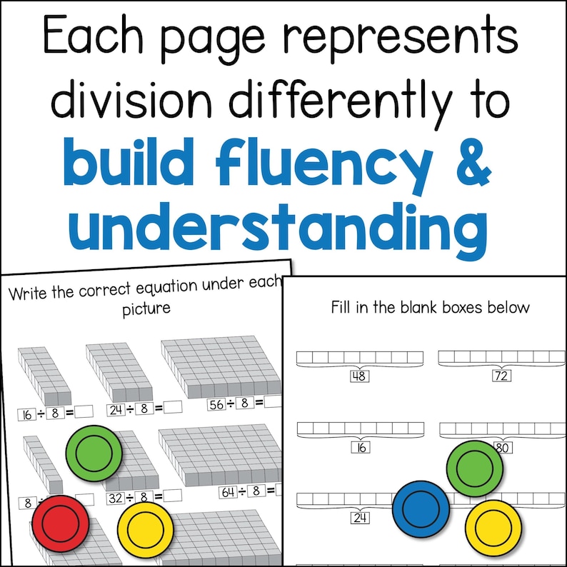 Divide by 8 Worksheets, Grade 3-5, Math Activities (PDF) - Etsy