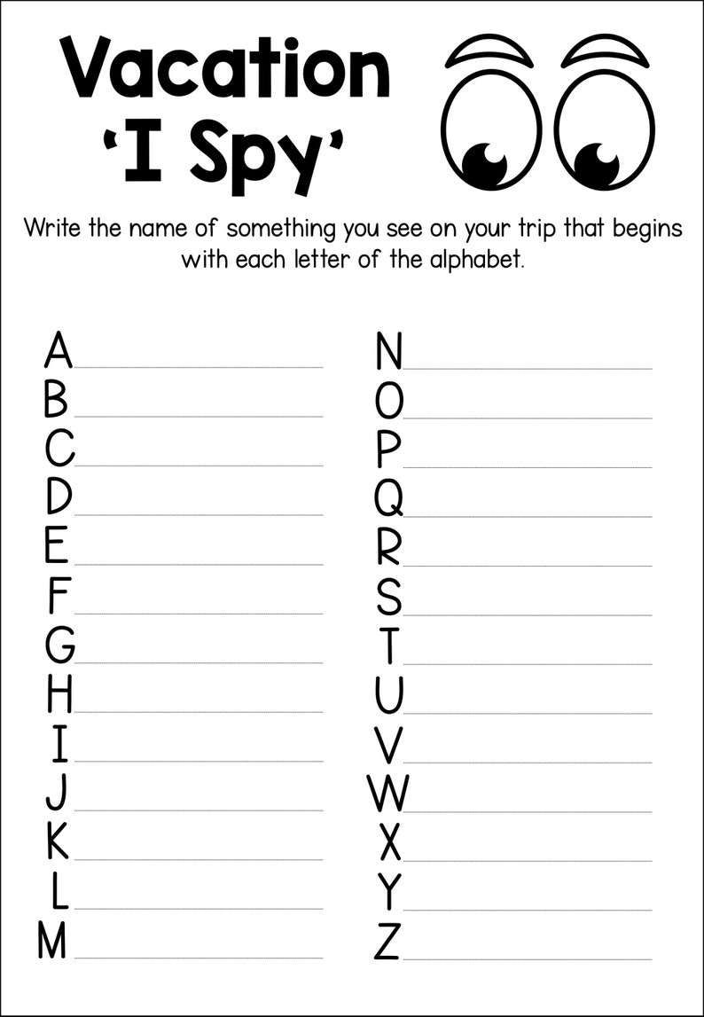 Road Trip Vacation Journal for Kids, Work Packet for Family Trip ...