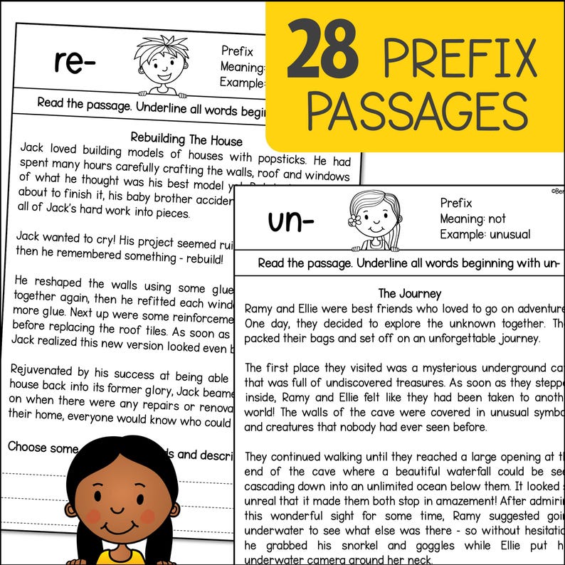 Prefix and Suffix Morphology Reading Passages for Kids Learning About ...