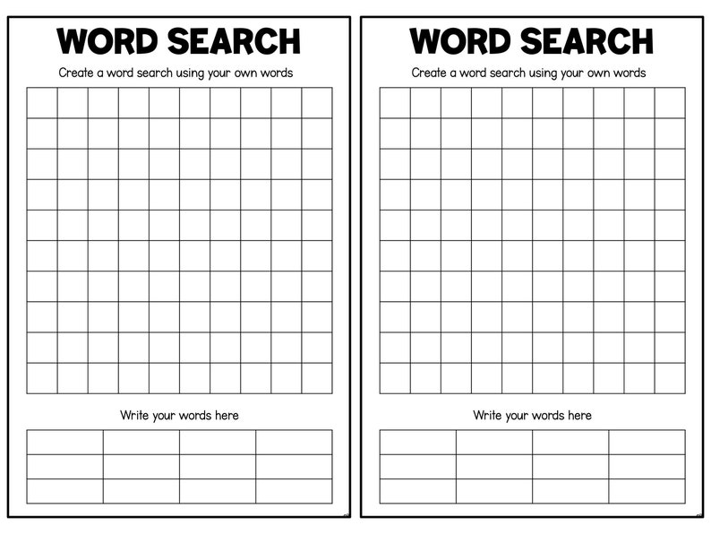 Blank Word Search Templates for Kids, Printable PDF Blank Puzzle Pages ...