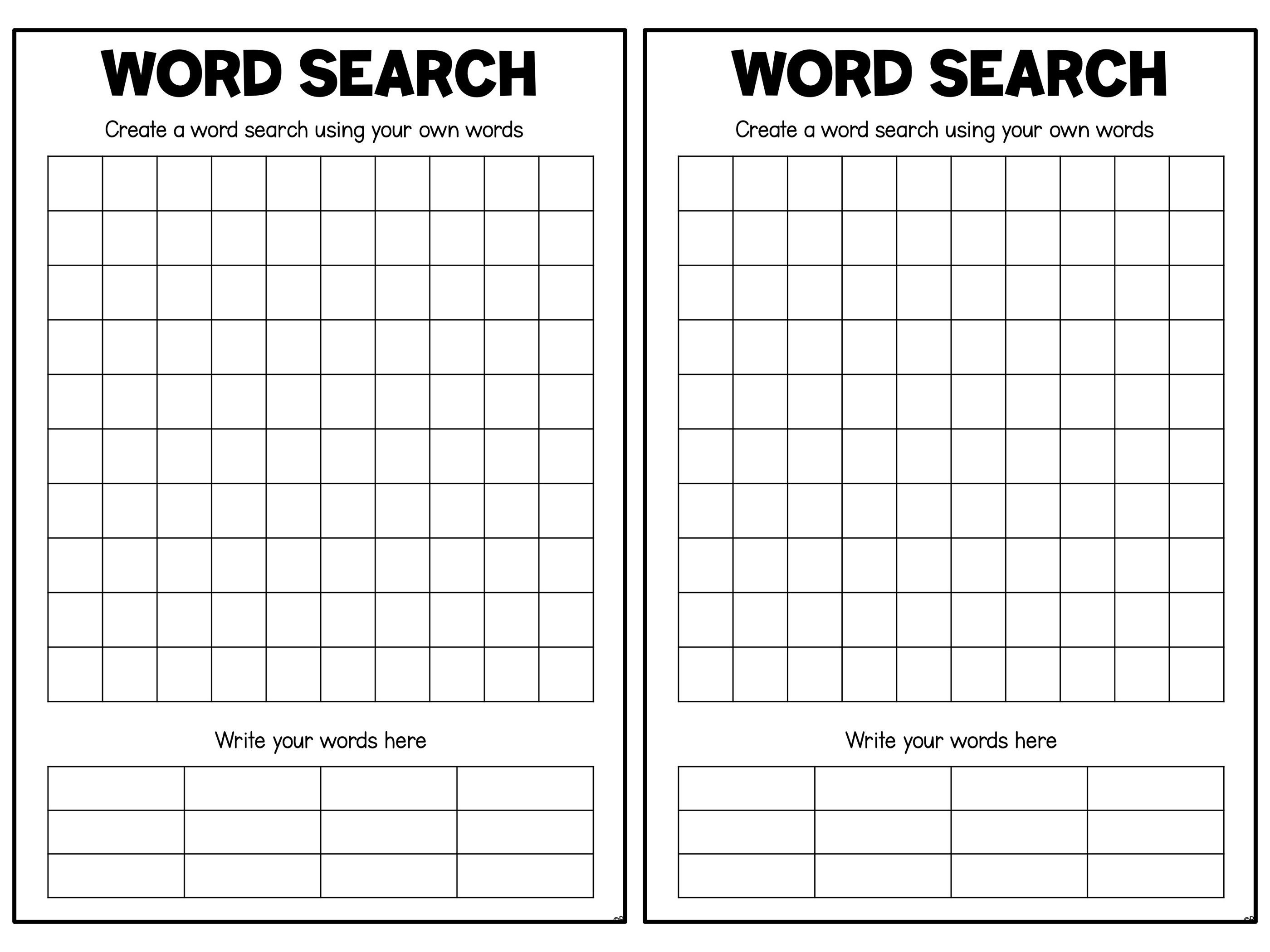 Blank Word Search Templates for Kids, Printable PDF Blank Puzzle Pages ...