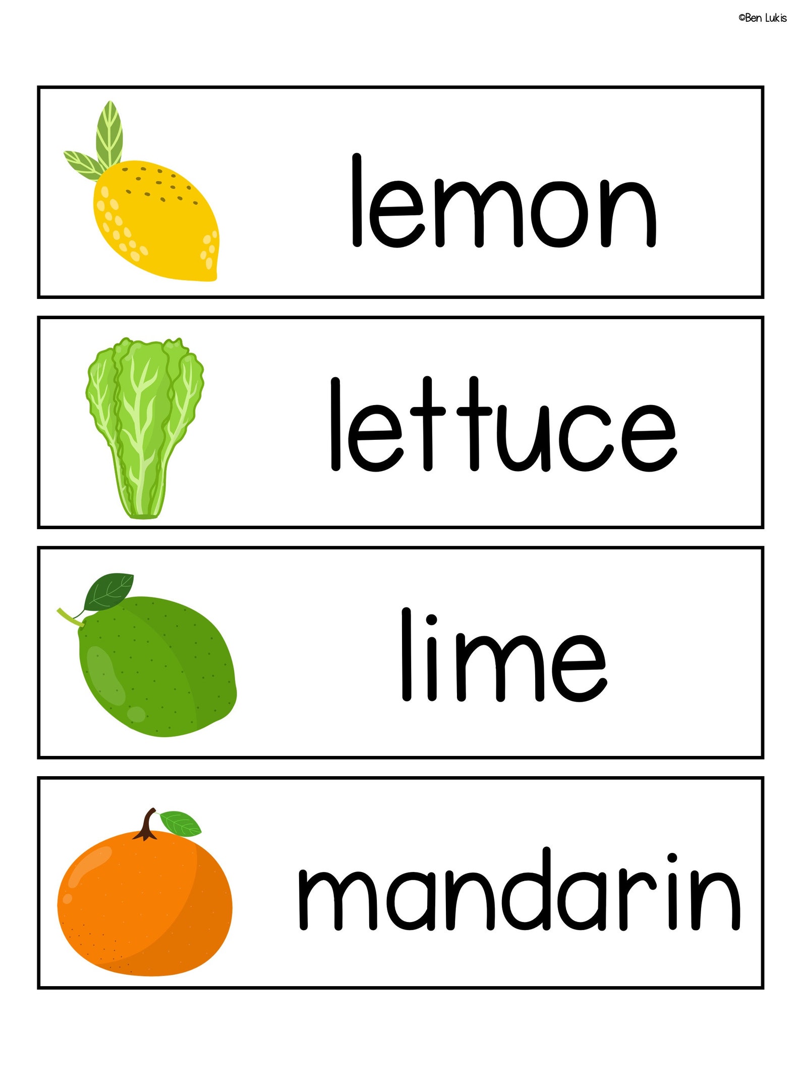 Fruit and Vegetables Names for Classroom Wall Display, Word Wall and ...
