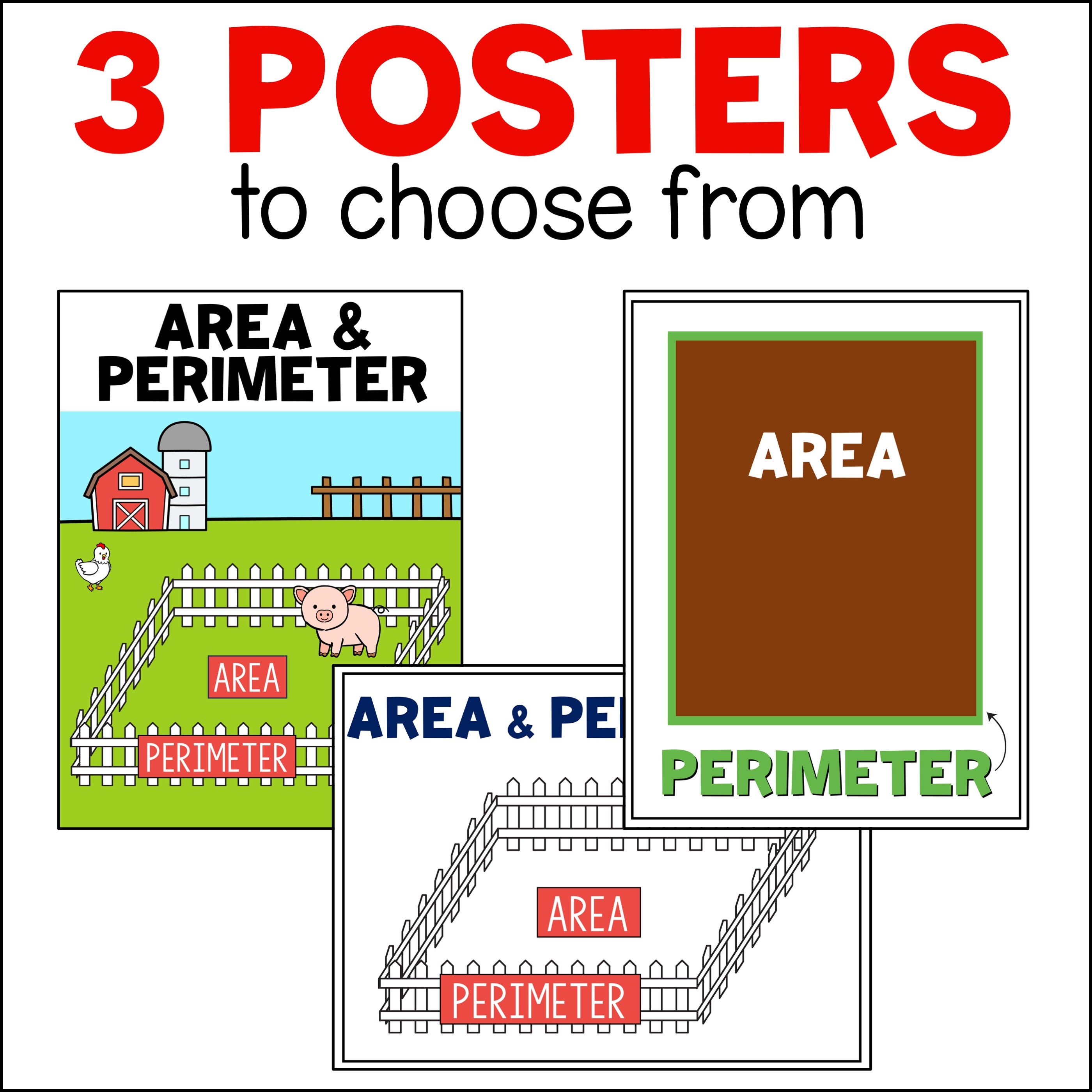 Area and Perimeter Posters and Worksheets, Geometry Classroom Decor ...