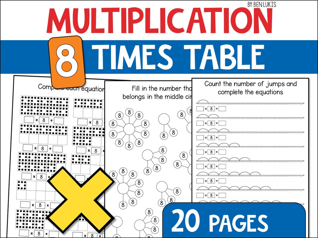 Multiplication Practice Worksheets for 8 Times Table, Printable ...