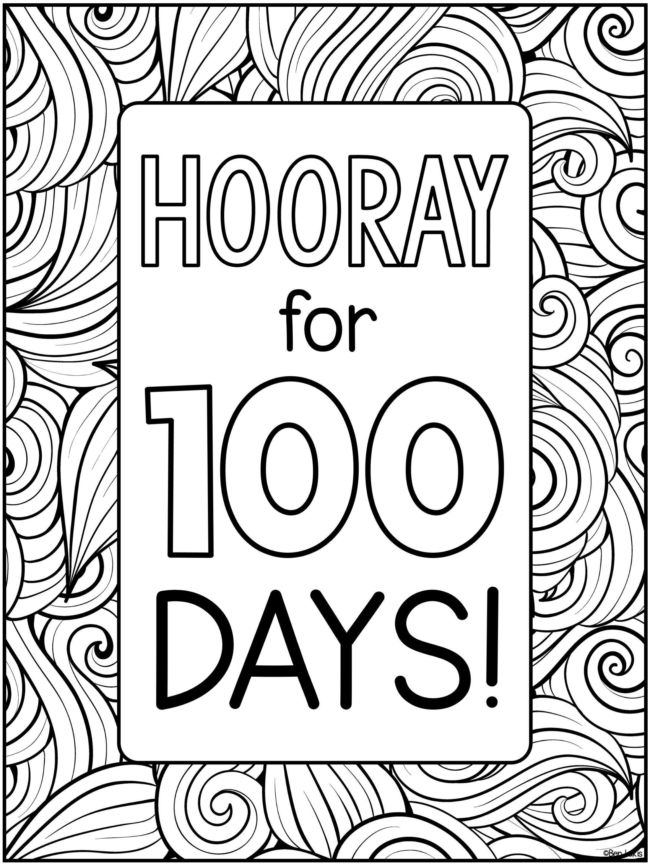 100 Days of School Coloring Sheets, 100th Day of School Coloring Pages ...