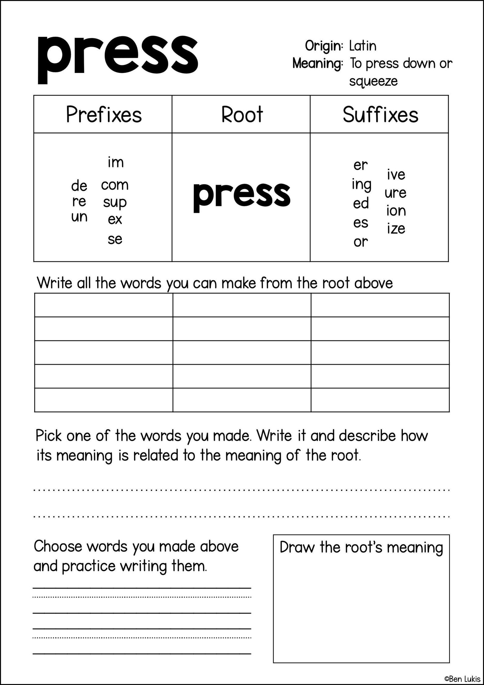 Making Words With Word Bases, Prefixes and Suffixes, Word Study ...