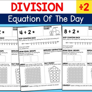 Divide by 2 Practice Math Worksheets, Division Equation of the Day ...