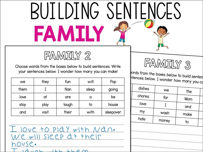 Building Sentences Using Words, Writing Sentences About Family ...