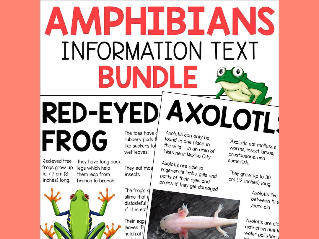 Amphibian Information Fact Sheets for Kids, Reading Passages About ...