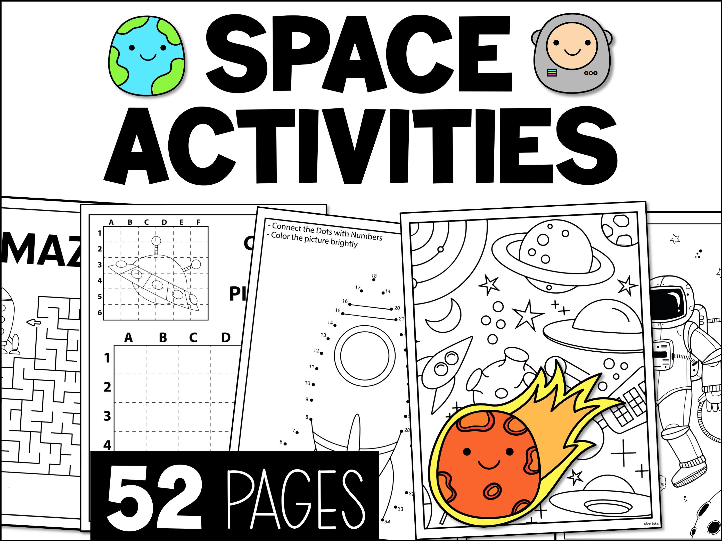 Space Activity Book for Kids, Mazes, Coloring, Drawing, Dot to Dot ...
