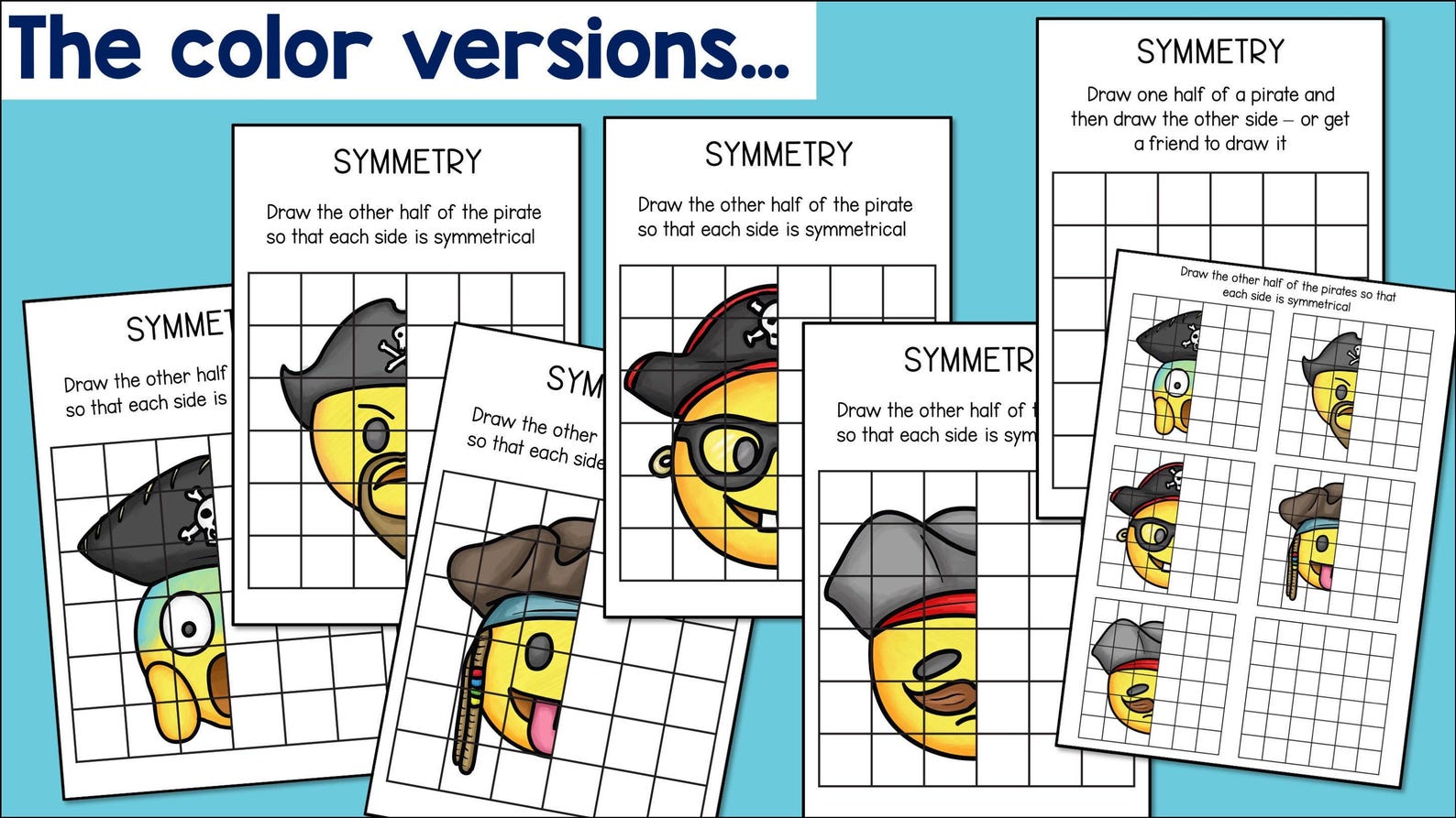 Pirate Symmetry Art and Math Worksheets, Pirate Drawing Geometry ...