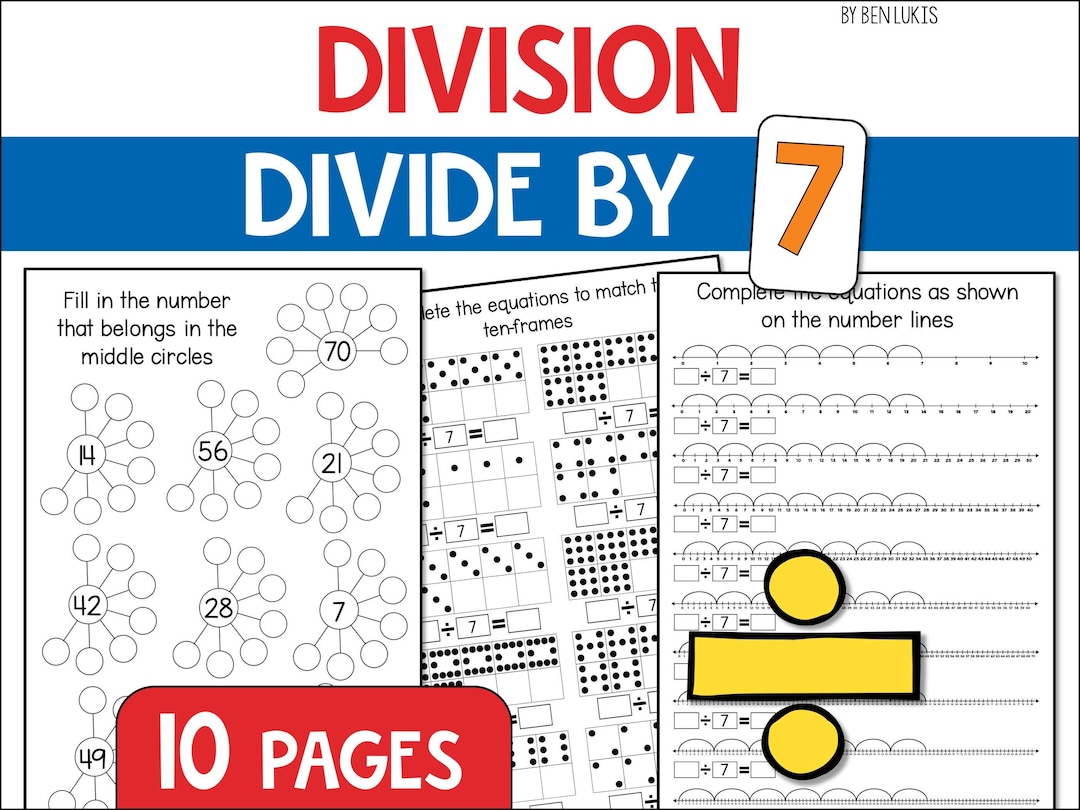 Division Worksheets for Kids, Divide by 7 Practice Sheets, Educational ...