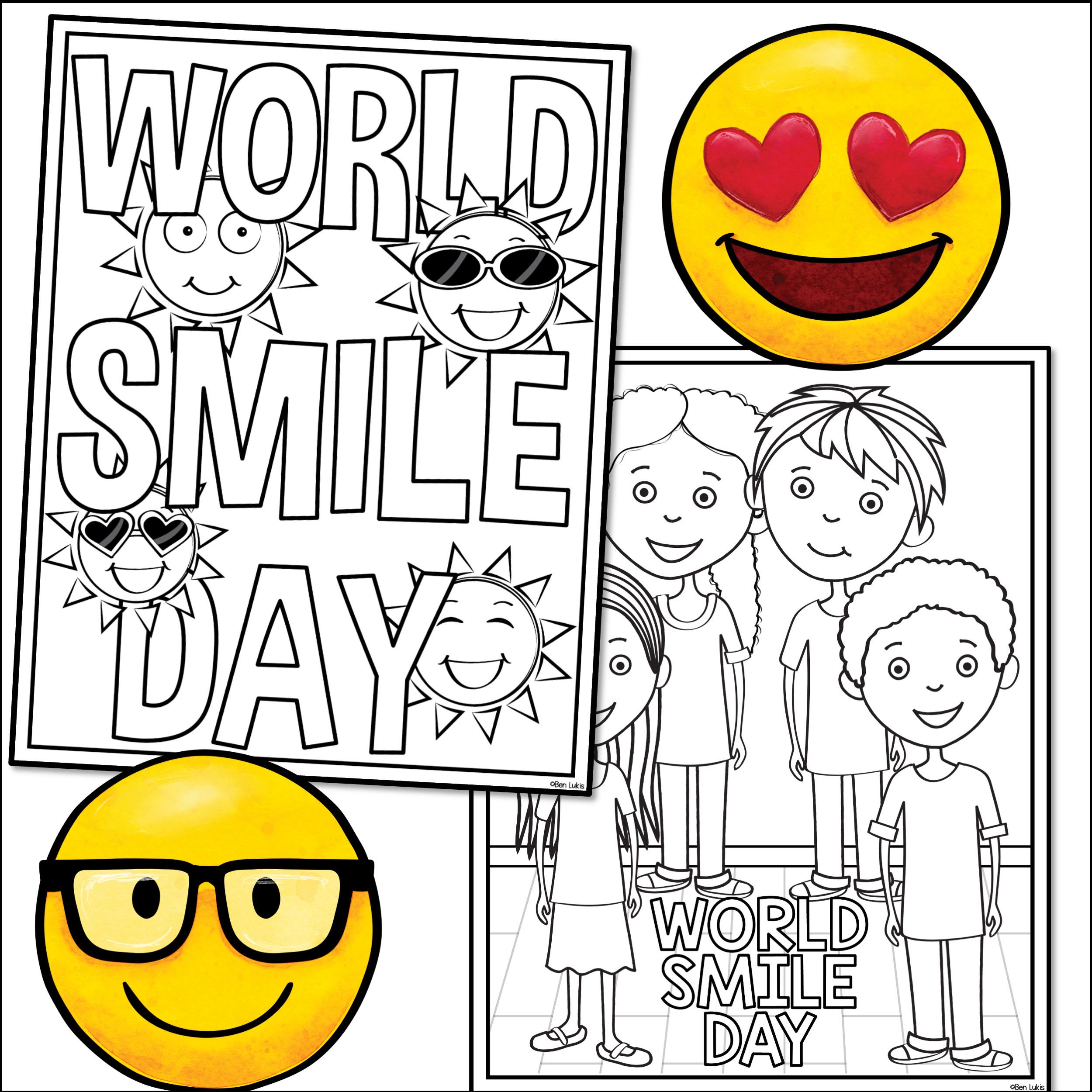 World Smile Day Coloring Pages, Fun Coloring for Kids, Printable PDF ...