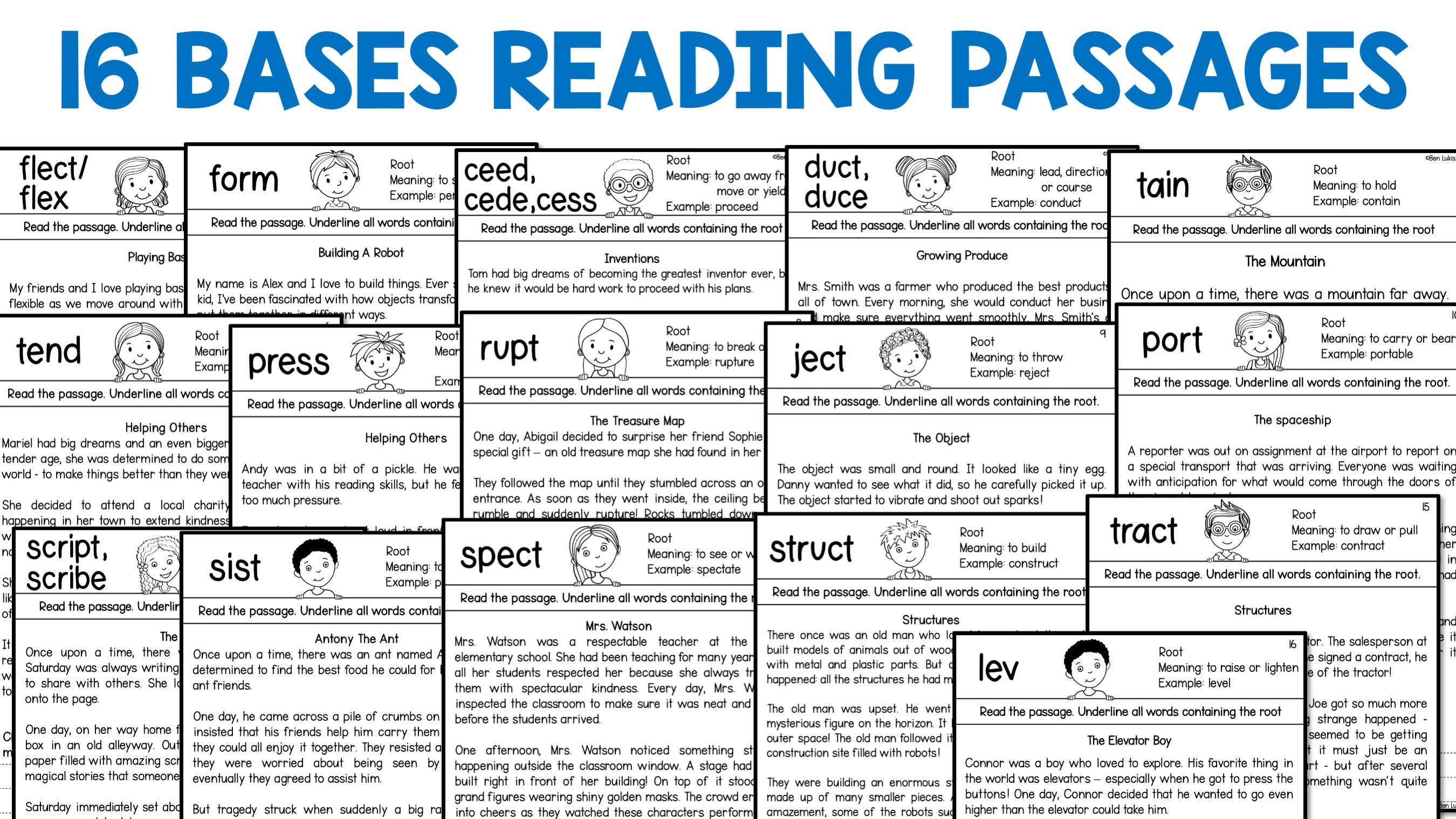 Morphology Reading Passages, Prefixes, Suffixes, Word Roots (digital ...