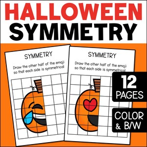 Symmetry Drawing Math Worksheets, Halloween Activities for Symmetry Art ...