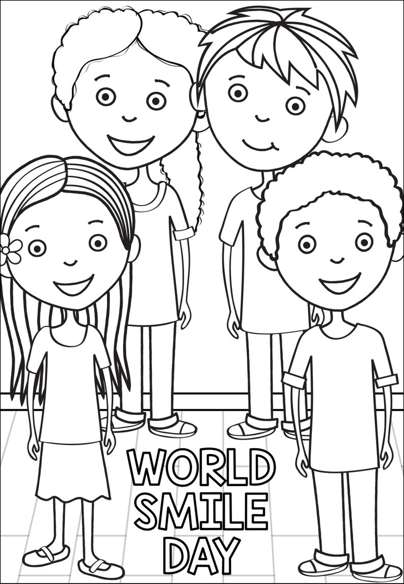 World Smile Day Coloring Pages, Fun Coloring Activity for Kids ...