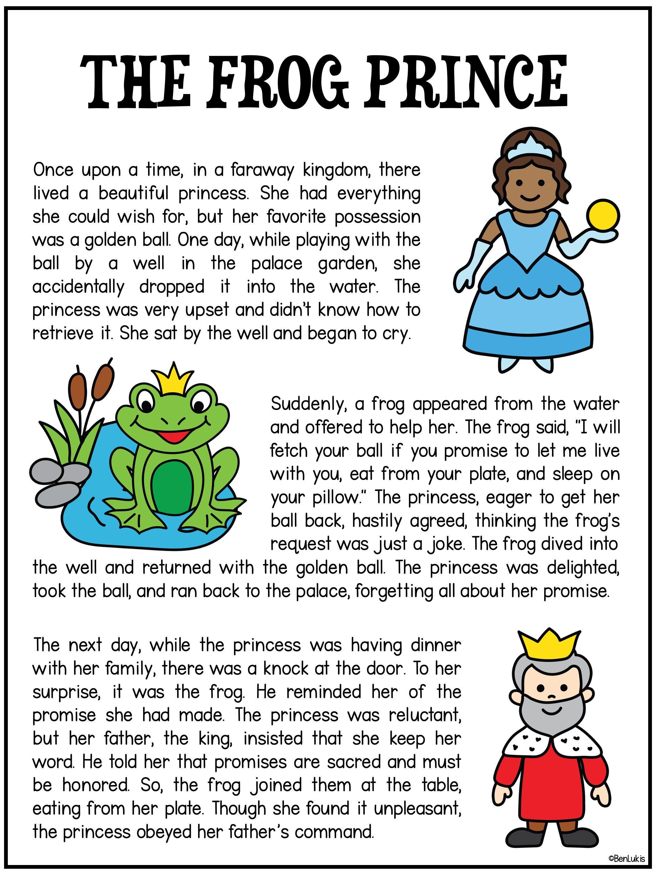The Frog Prince Activity Pack, Reading Comprehension Worksheets, Word ...