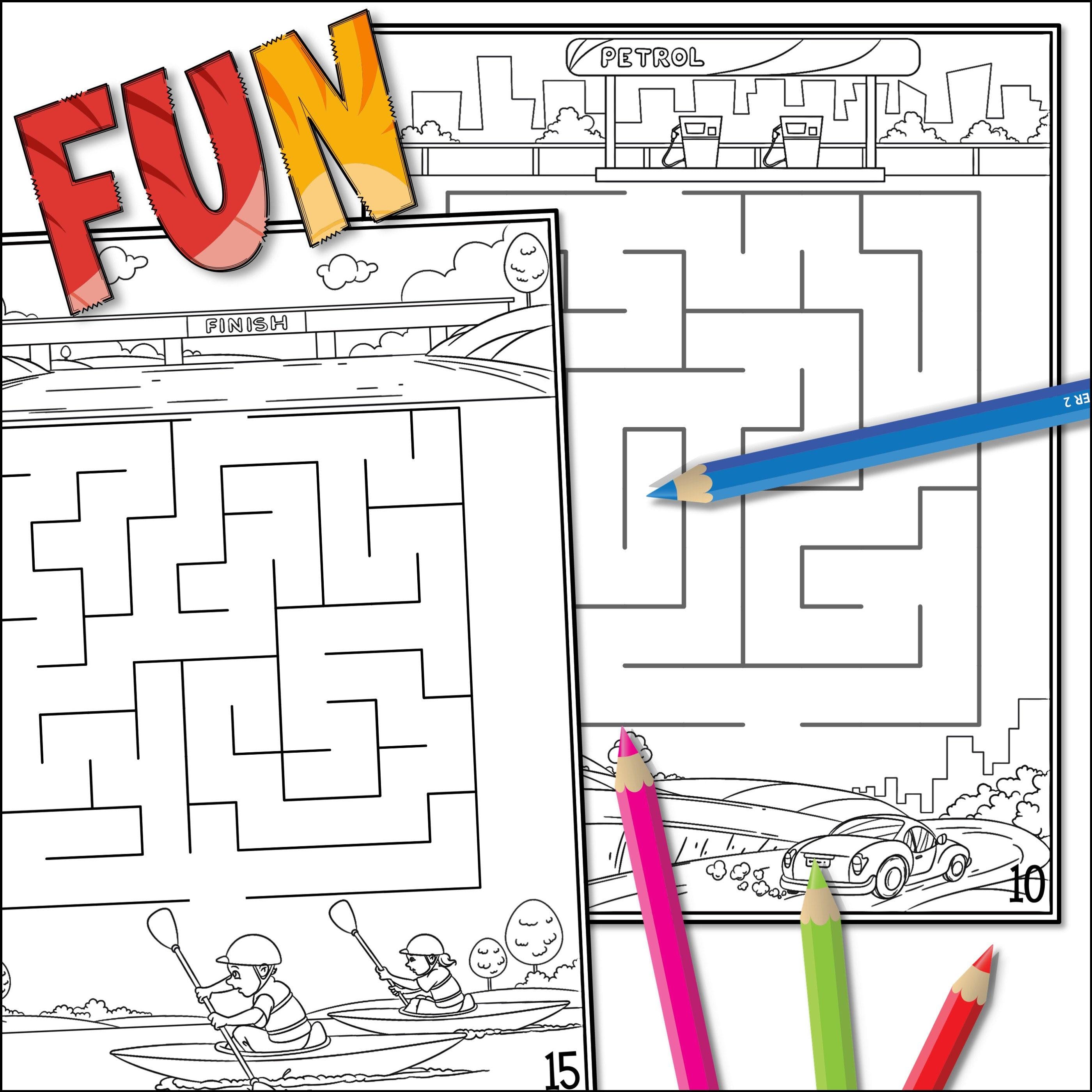 Kids Maze Coloring Book, Printable Activity Pages (digital Download) - Etsy