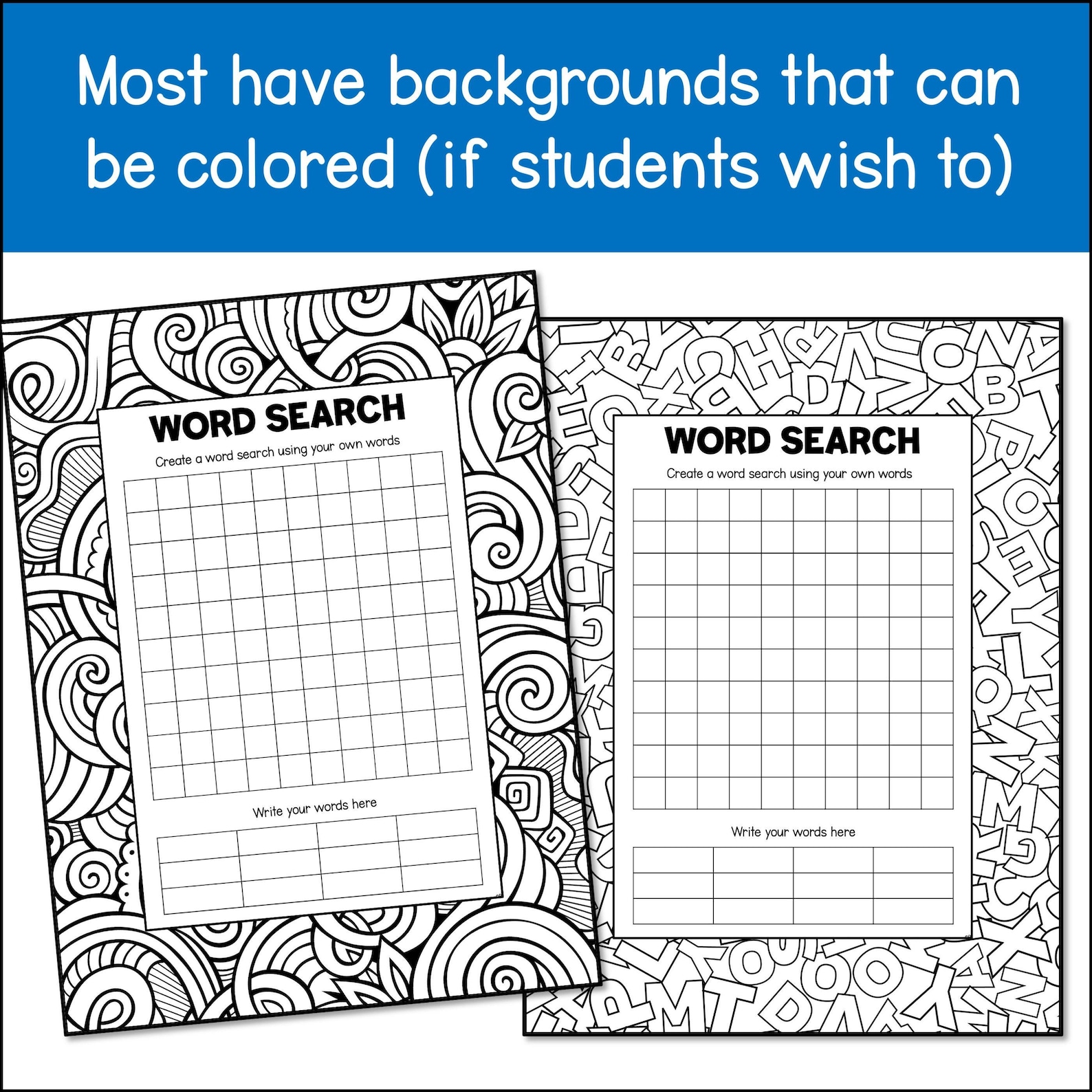 Blank Word Search Template, Printable Puzzle Pages (PDF Download) - Etsy