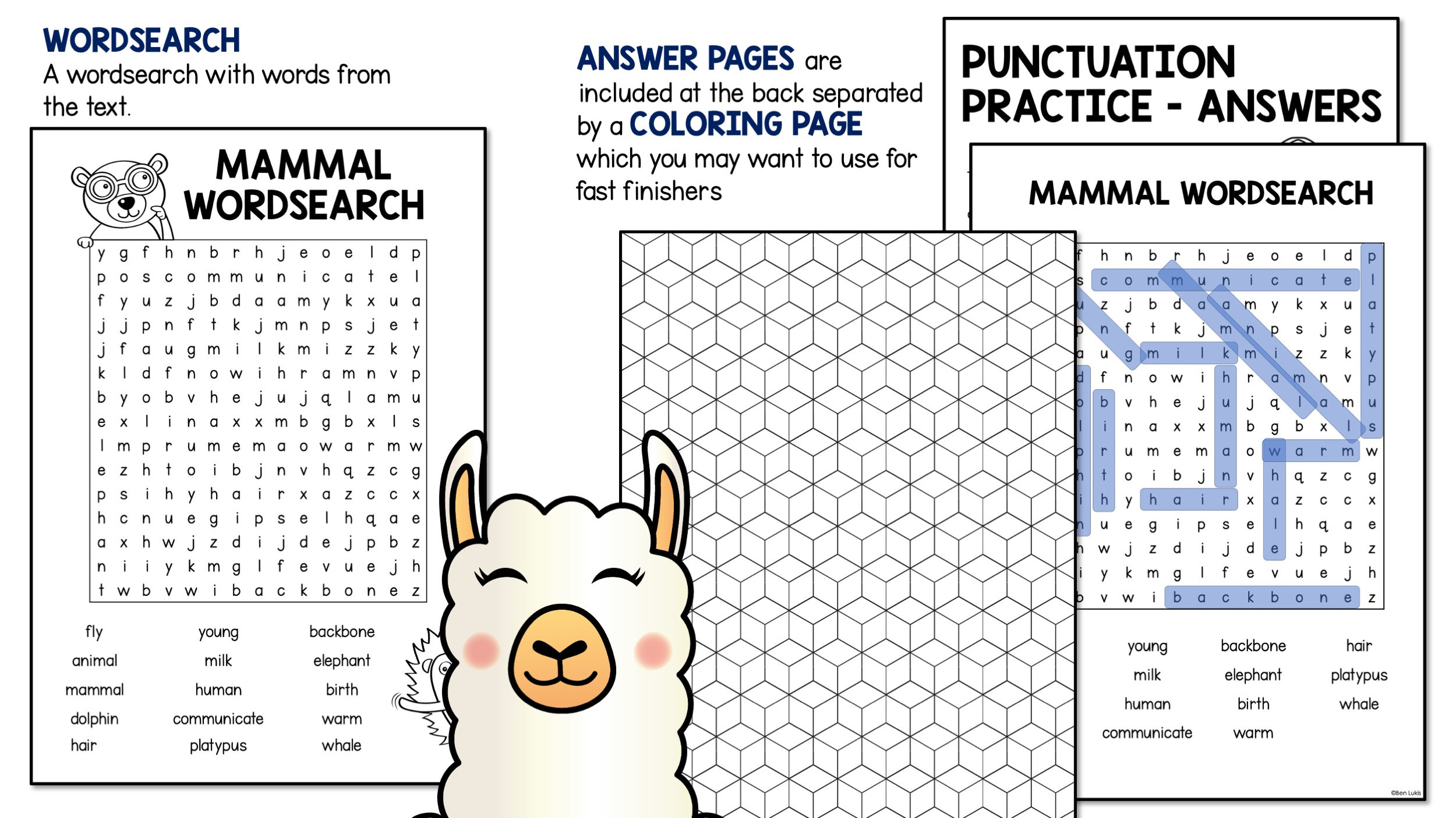 Mammals Literacy Activities, Reading and Writing About Mammals, 2nd ...