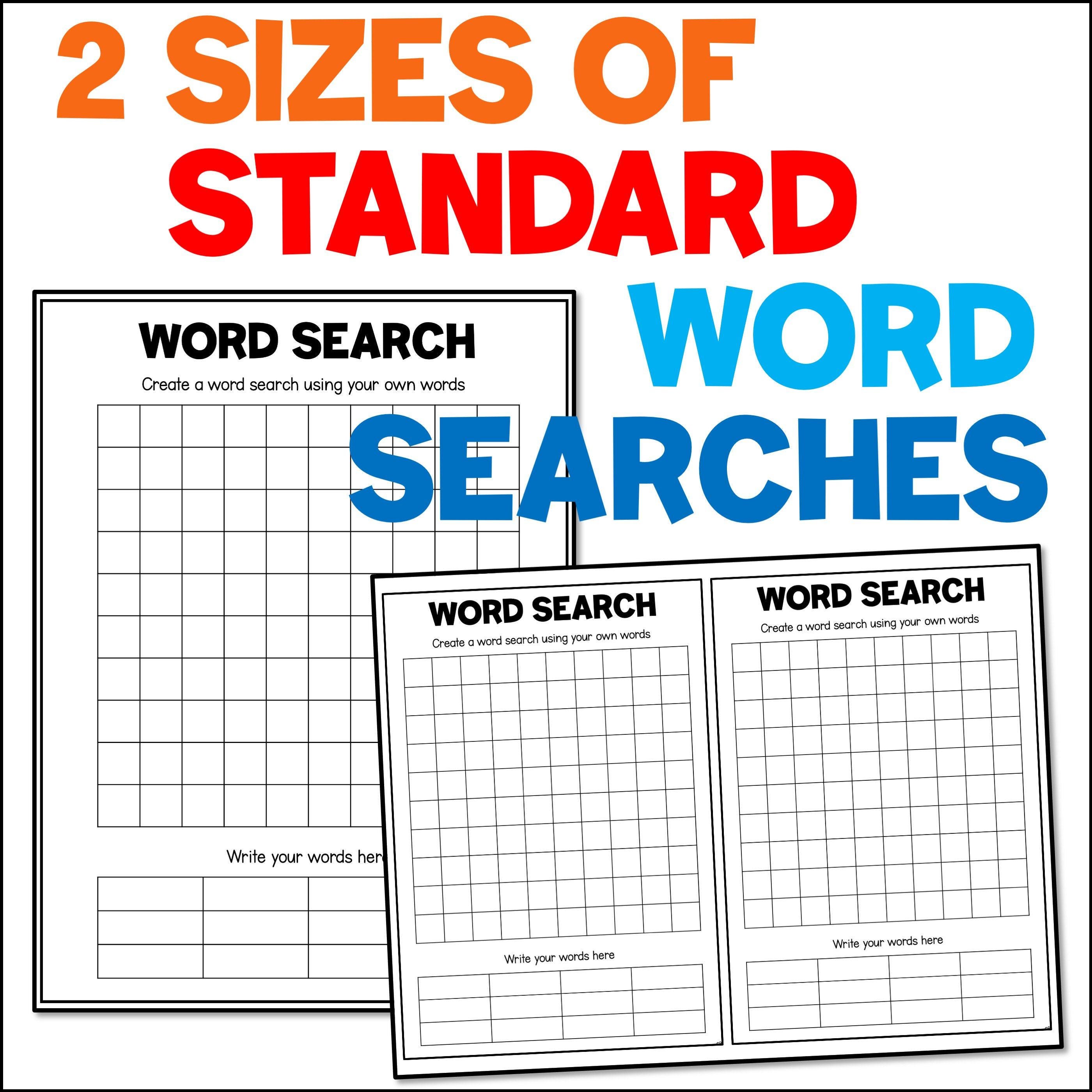 Blank Word Search Templates for Kids, Printable PDF Blank Puzzle Pages ...