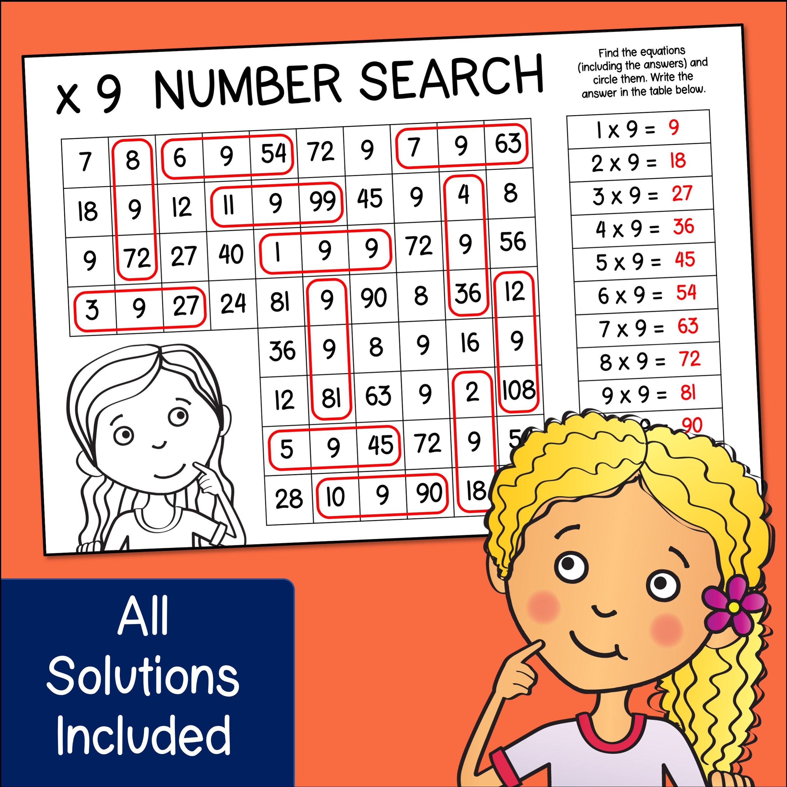 Multiplication Facts Number Searches for Times Tables Math Practice ...