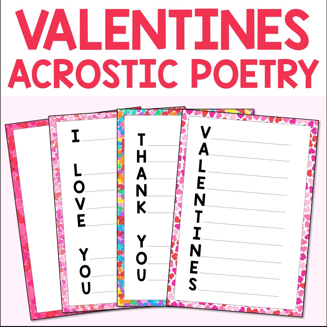 Valentine's Day Acrostic Poetry Writing Templates - Etsy