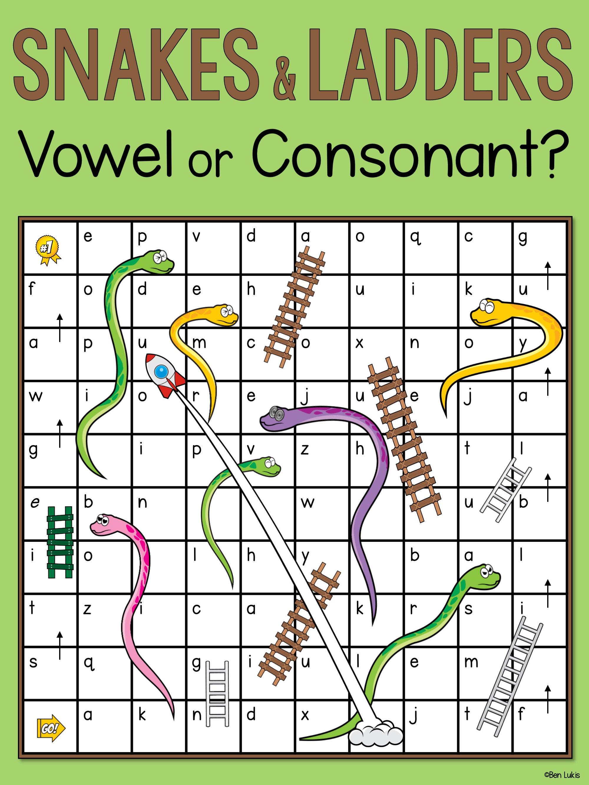 Snakes and Ladders Game, Vowel Consonant Learning (digital Download) - Etsy