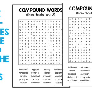Compound Words Writing Activities and Wordsearches, Printable PDF ...