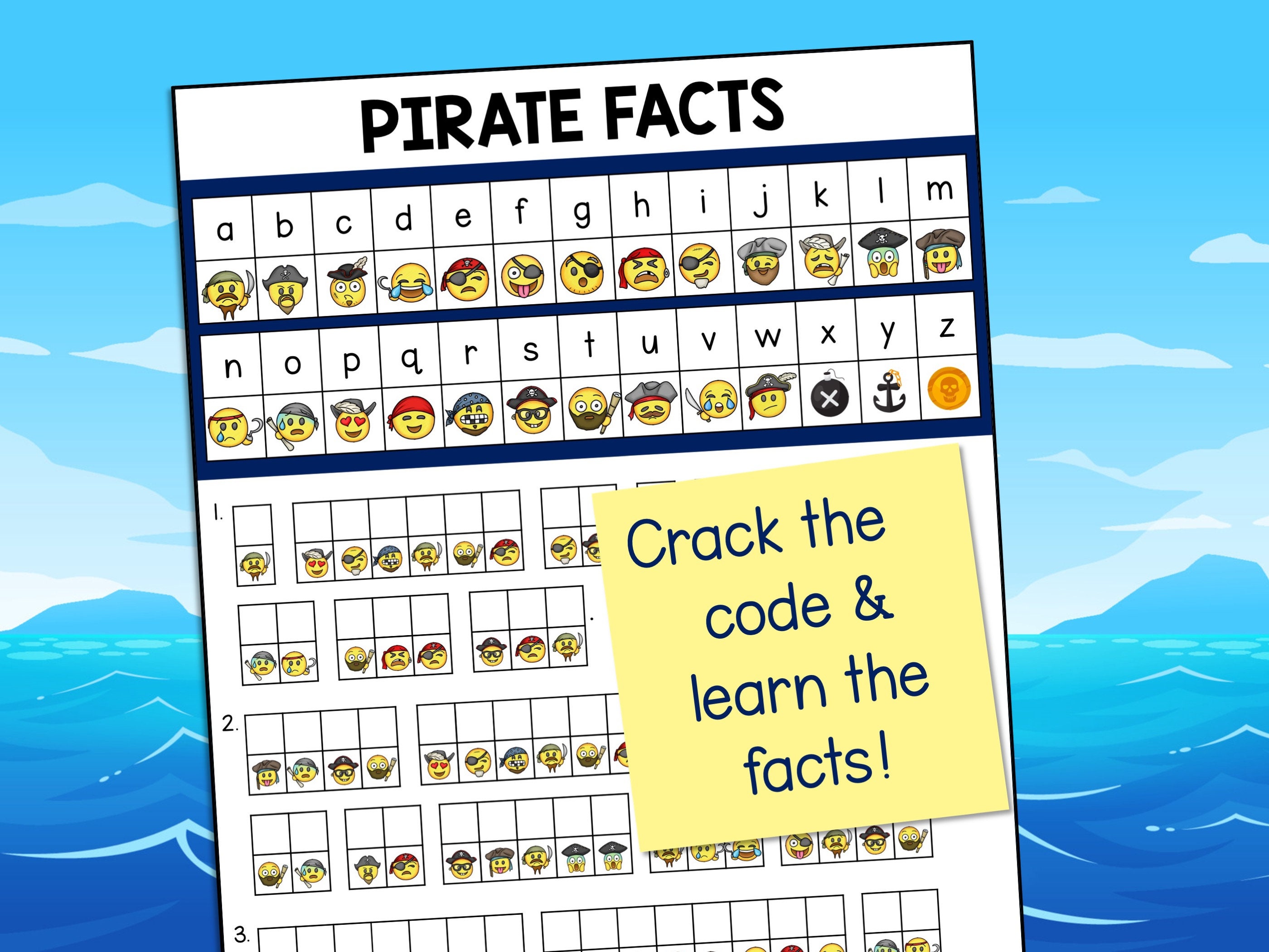 Pirate Facts Crack the Code Worksheet, Talk Like A Pirate Day Secret ...
