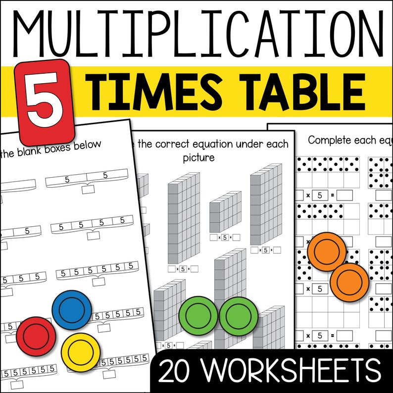 Multiplication Practice Worksheets for 5 Times Table - Etsy