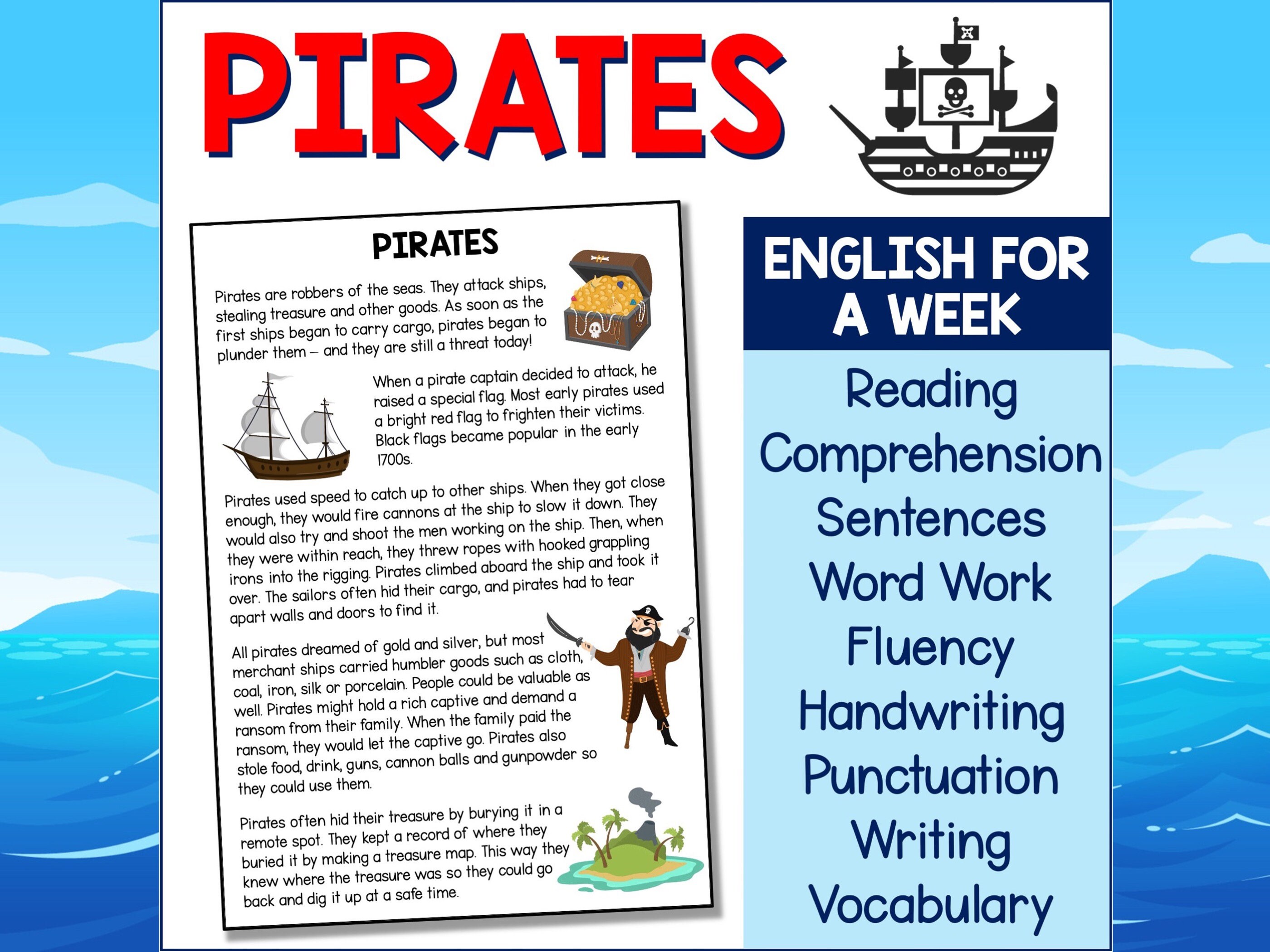 Pirate ELA Activities for A Week, Talk Like A Pirate Day, English ...