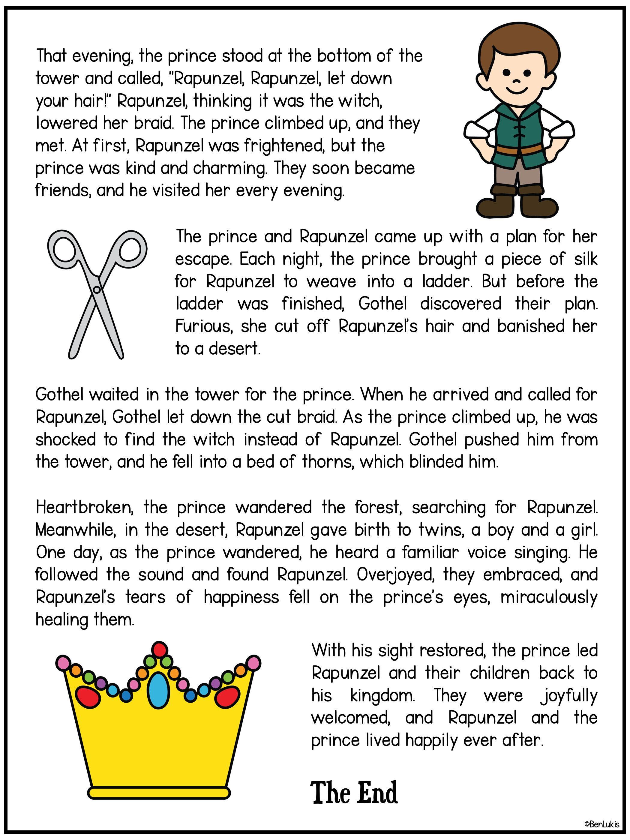 Rapunzel Reading Comprehension, Word Search, Coloring Pages, Fun ...