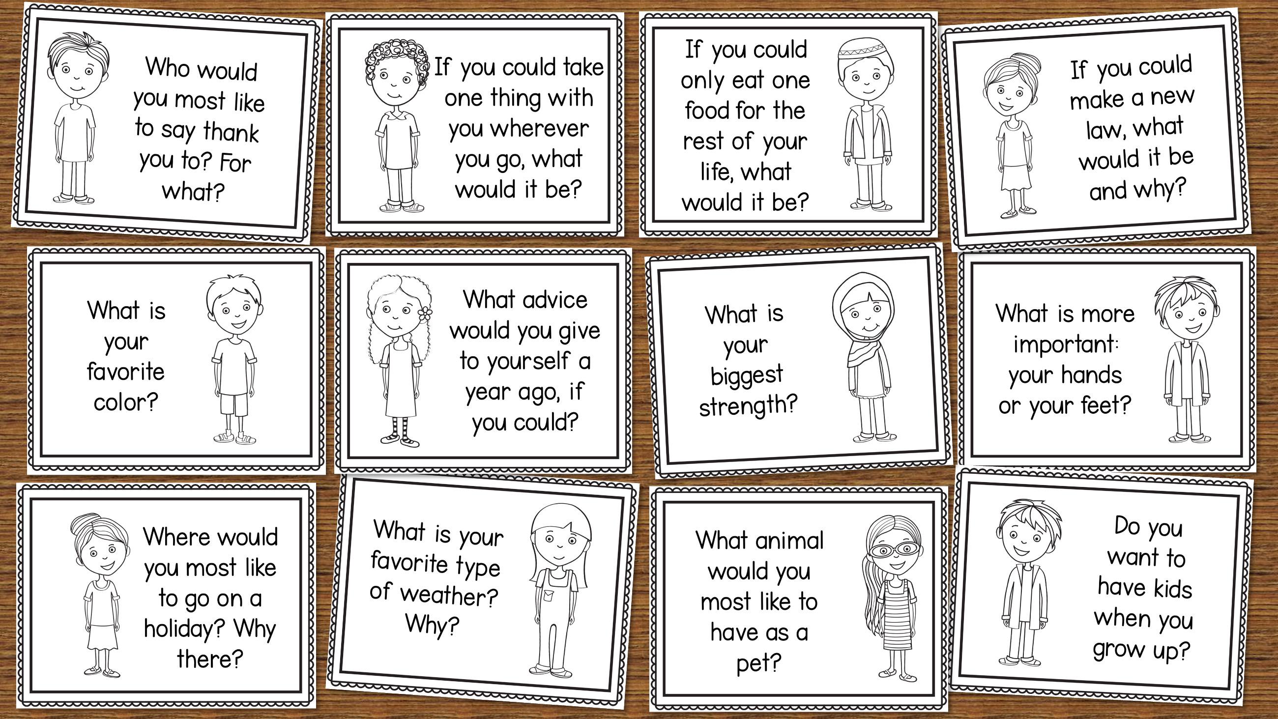 Back to School Question Cards, Discussion Prompts (printable PDF) - Etsy