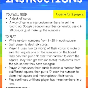 Four Operations Math Game, Tic Tac Toe Math Practice, Number Fact ...