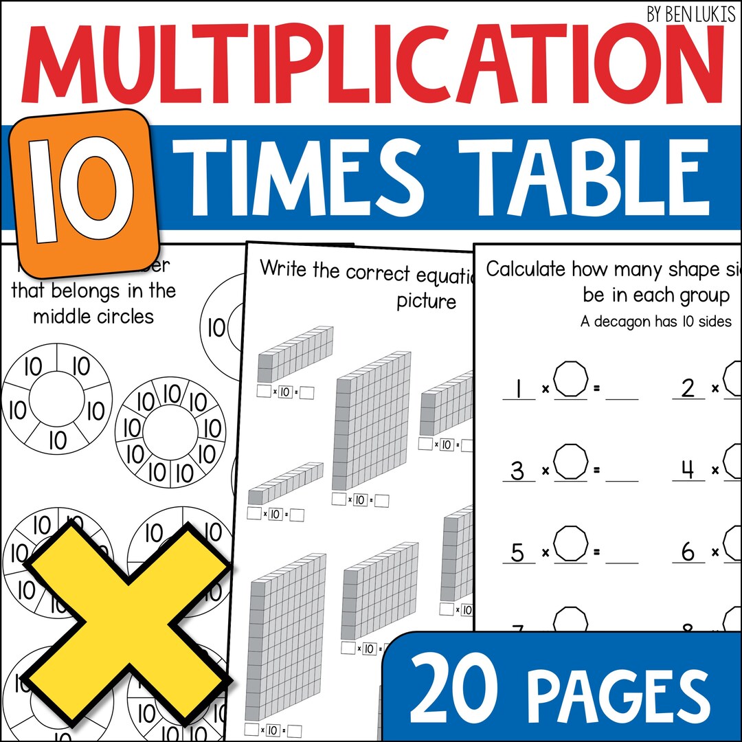 Multiplication Practice Worksheets for 10 Times Table, Printable ...