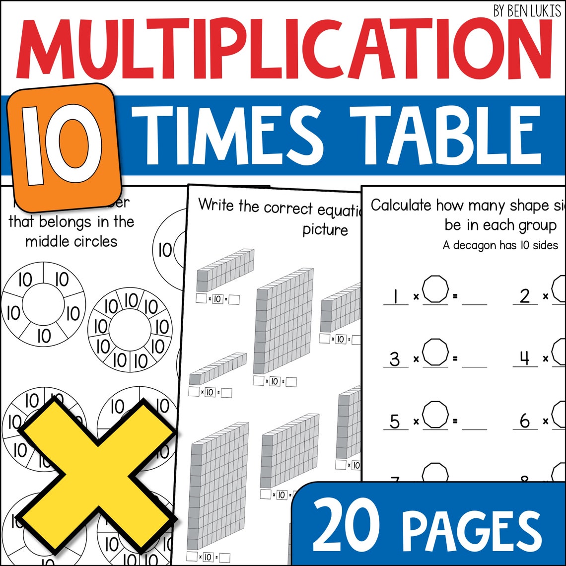 Multiplication Practice Worksheets for 10 Times Table, Printable ...