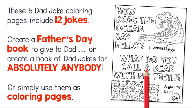 Dad Jokes Coloring Pages for Father's Day, Funny Printable Activity for ...
