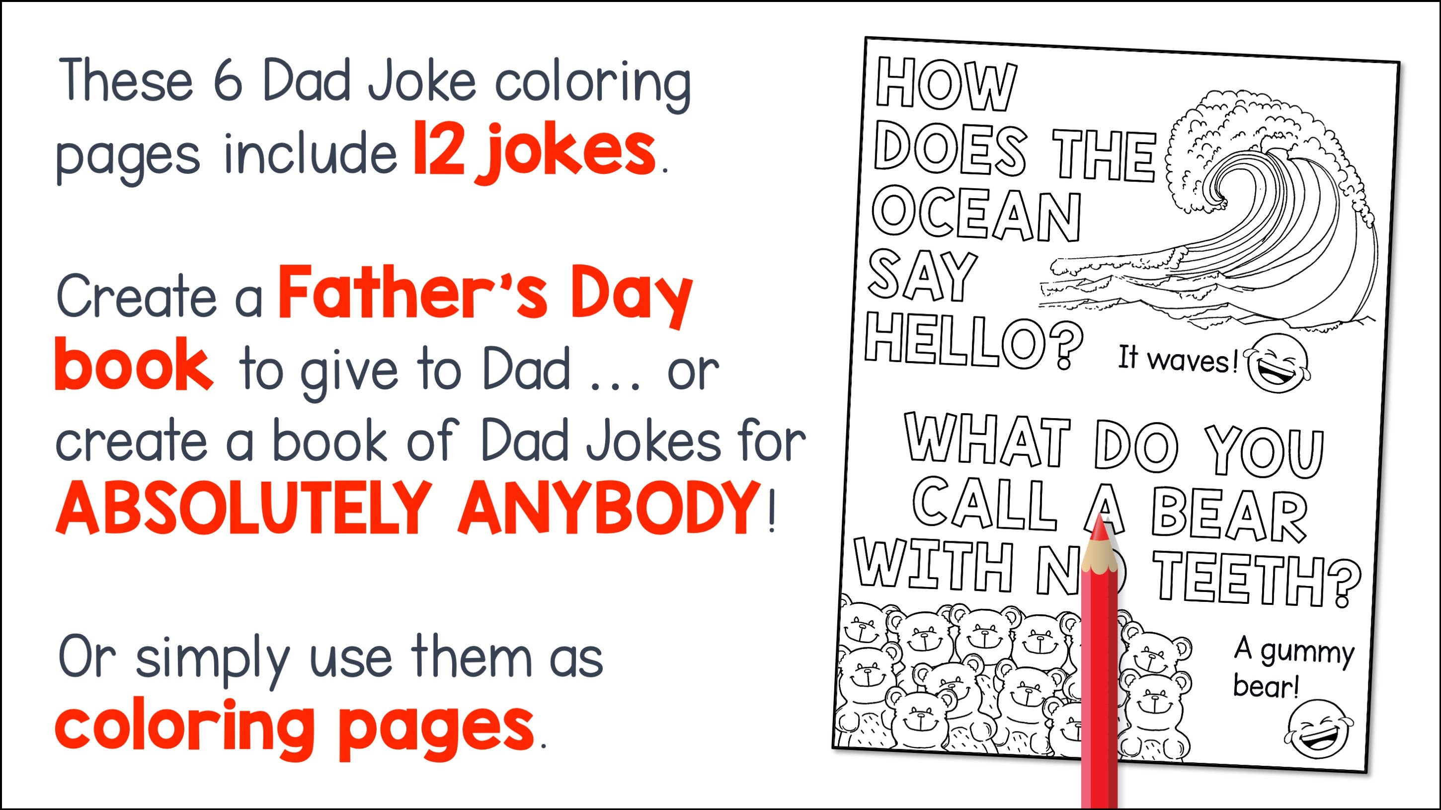 Dad Jokes Coloring Pages for Father's Day, Funny Printable Activity for ...