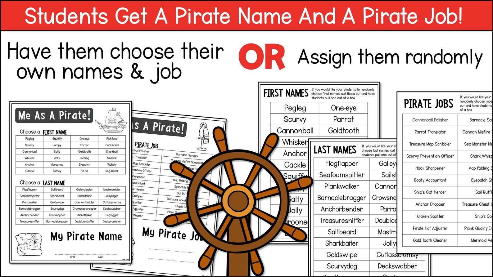 Pirate Name and Job Activity, Printable ID Card (PDF) - Etsy