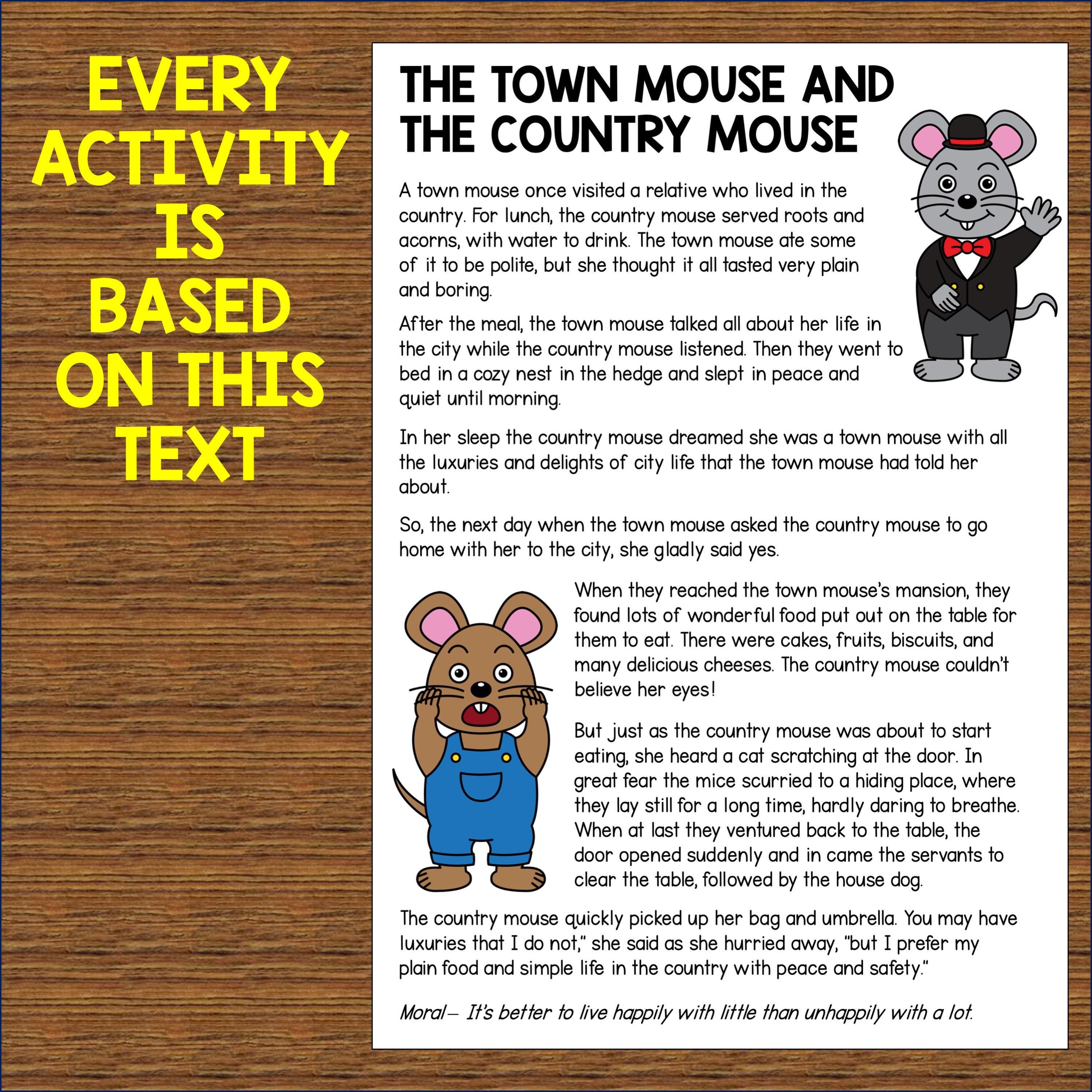 The Town Mouse and the Country Mouse, Aesop's Fables, ELA Literacy for ...
