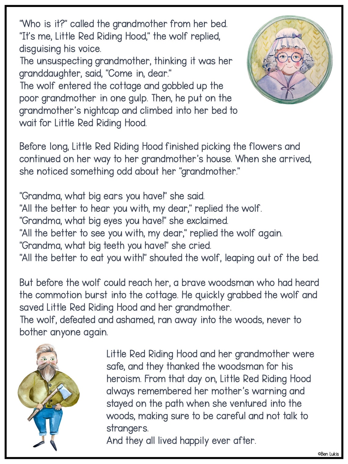 Little Red Riding Hood Reading Passages, Fairy Tale to Read ...