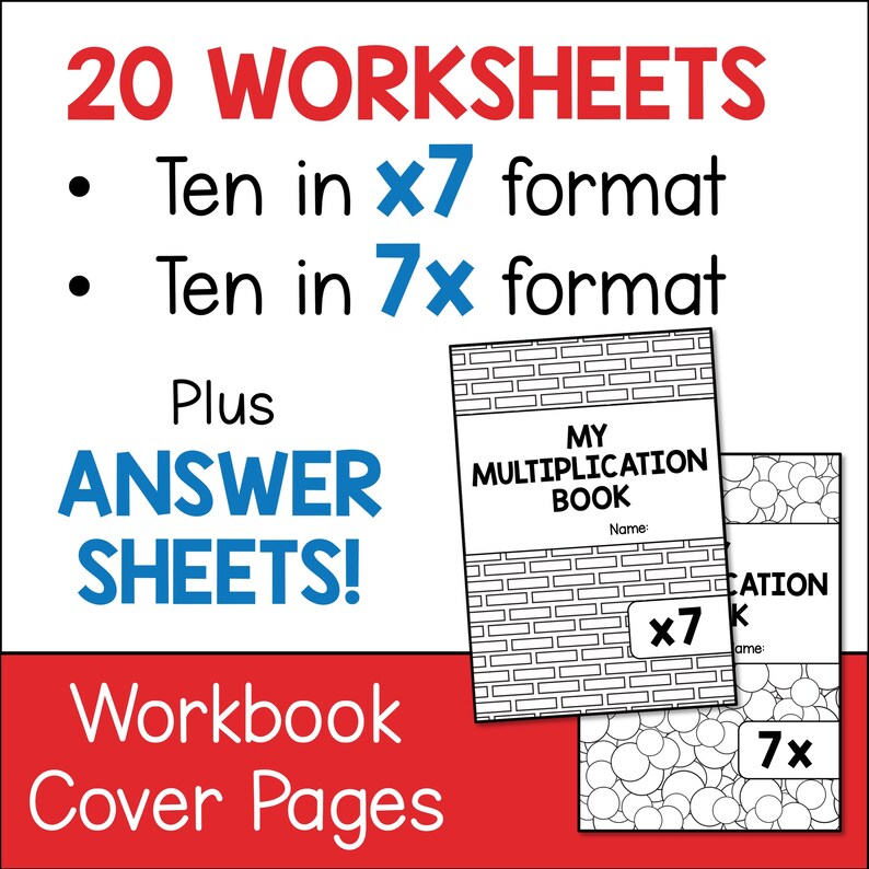 Multiplication Practice Worksheets for 7 Times Table - Etsy