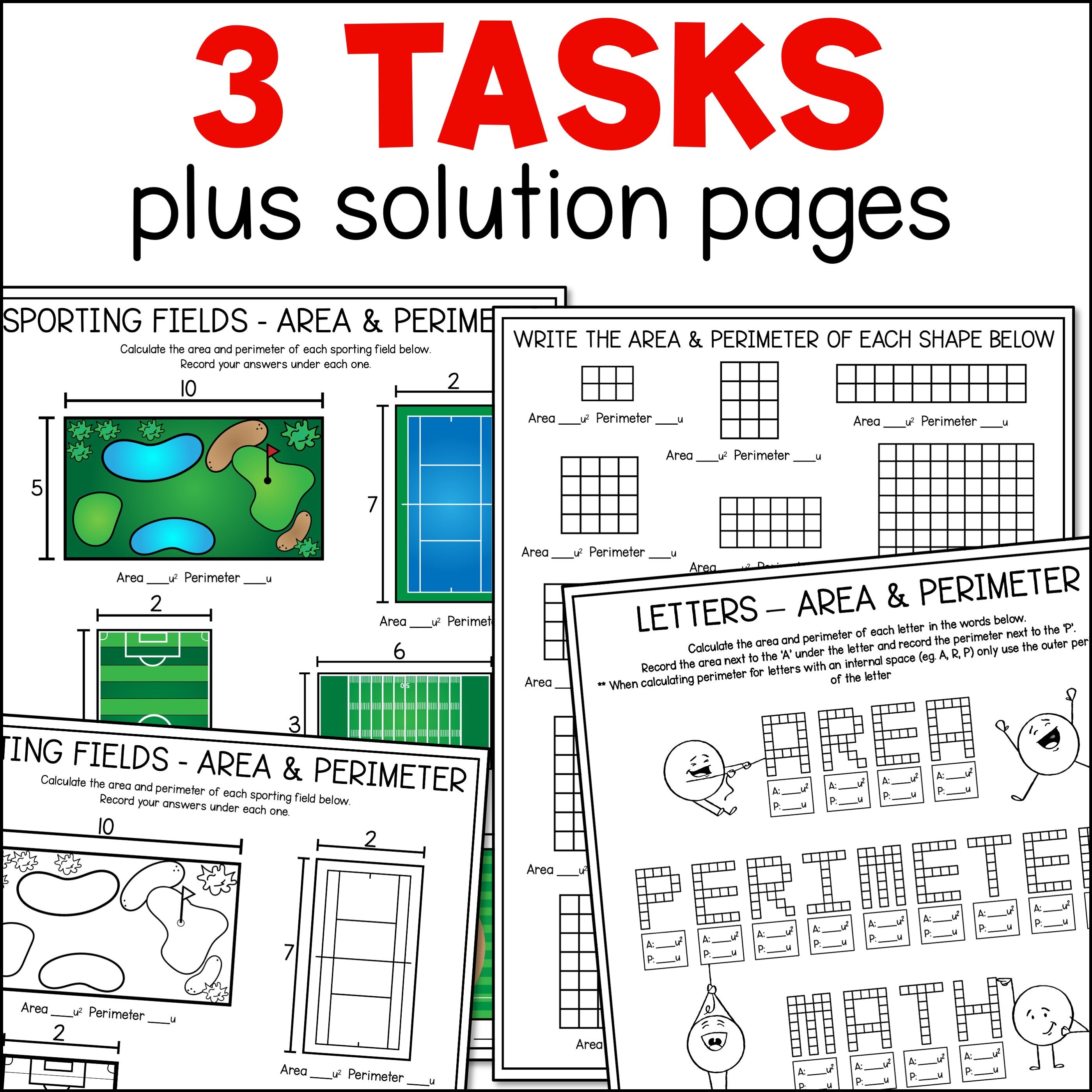 Area and Perimeter Posters and Worksheets, Geometry Classroom Decor ...