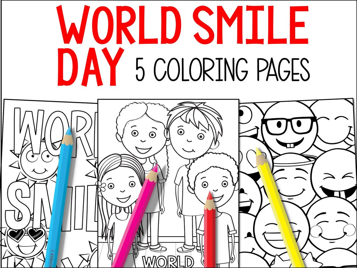 World Smile Day Coloring Pages, Fun Coloring Activity for Kids ...