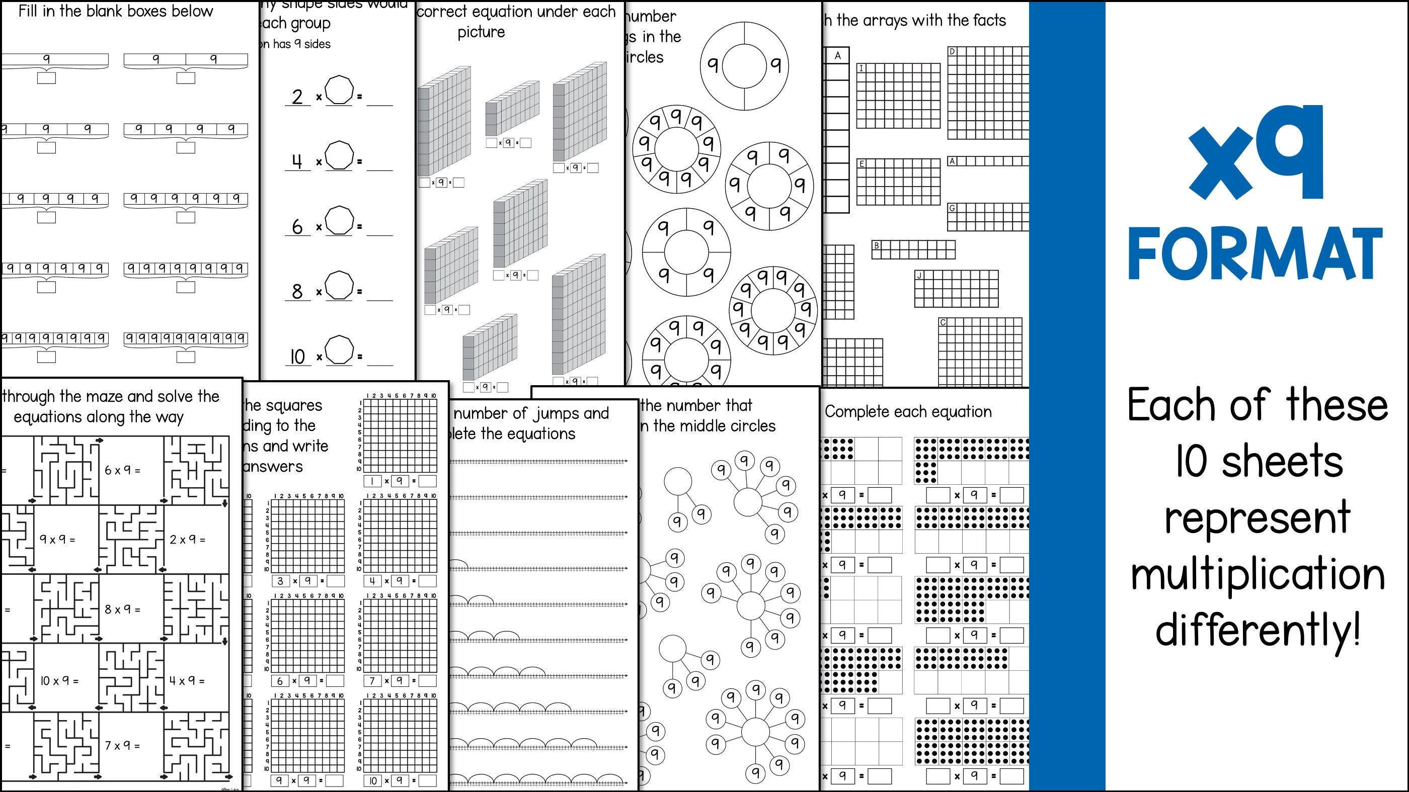 Multiplication Practice Worksheets for 9 Times Table, Printable ...