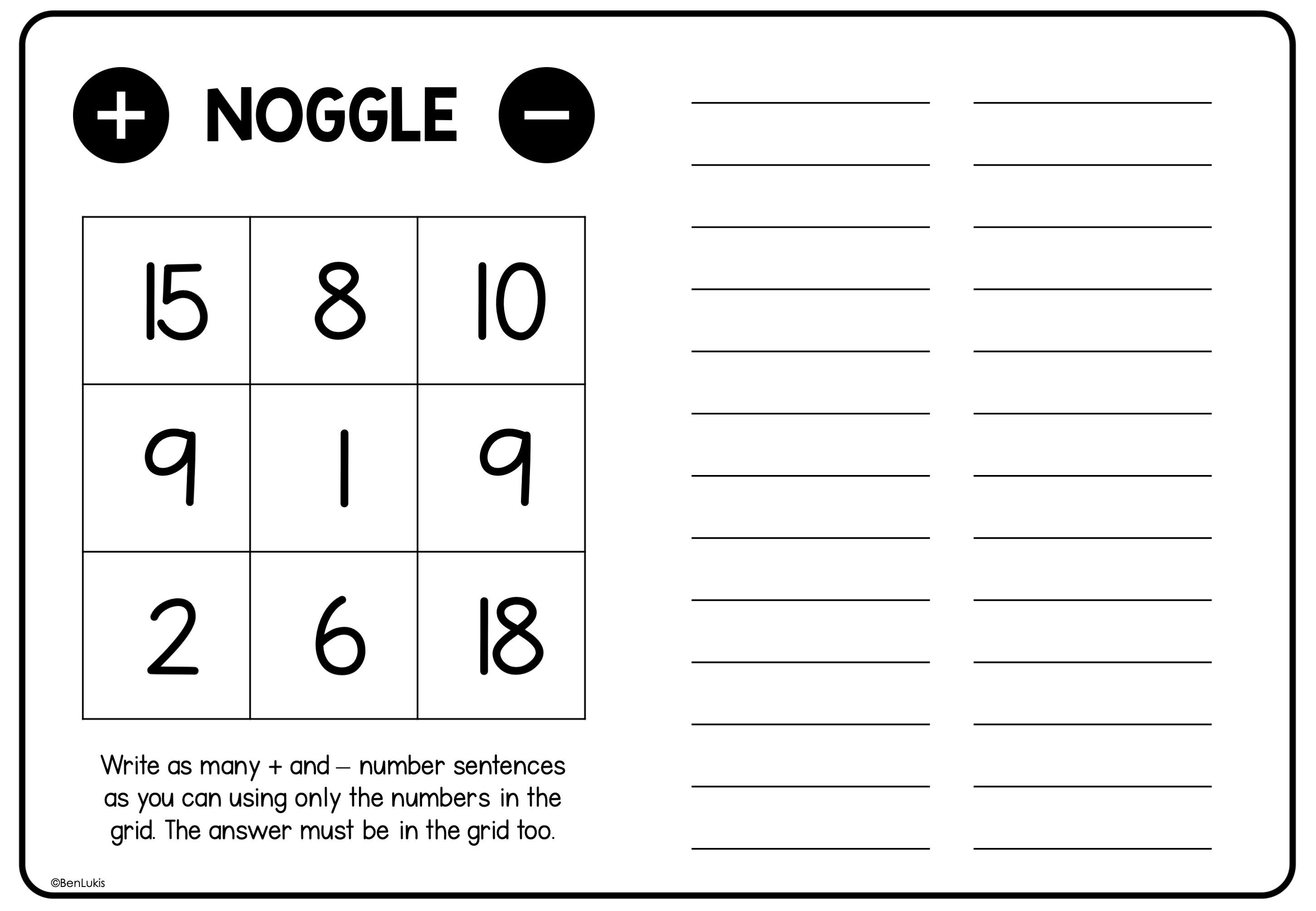 Noggle Math Game, Math Boggle, Addition and Subtraction Practice ...