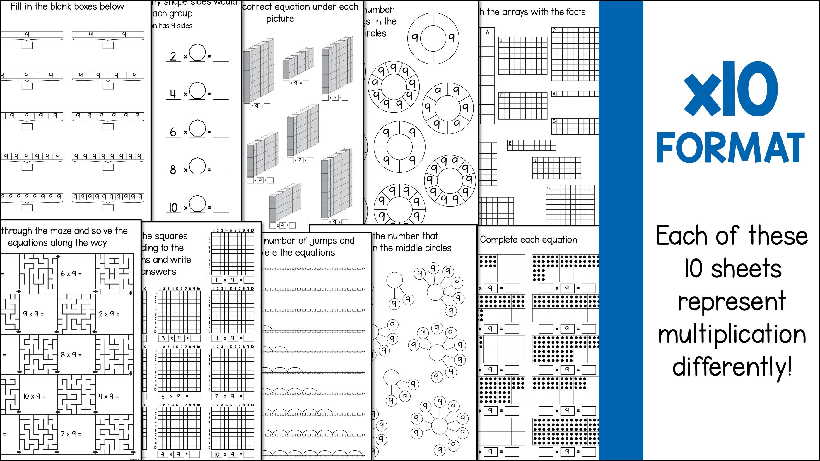 Multiplication Practice Worksheets for 10 Times Table, Printable ...