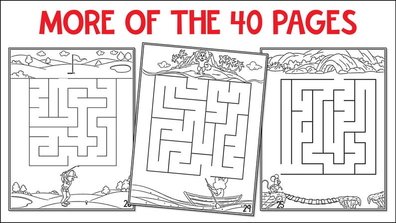 Kids Maze and Coloring Pages, Printable Activity Book, Homeschool ...